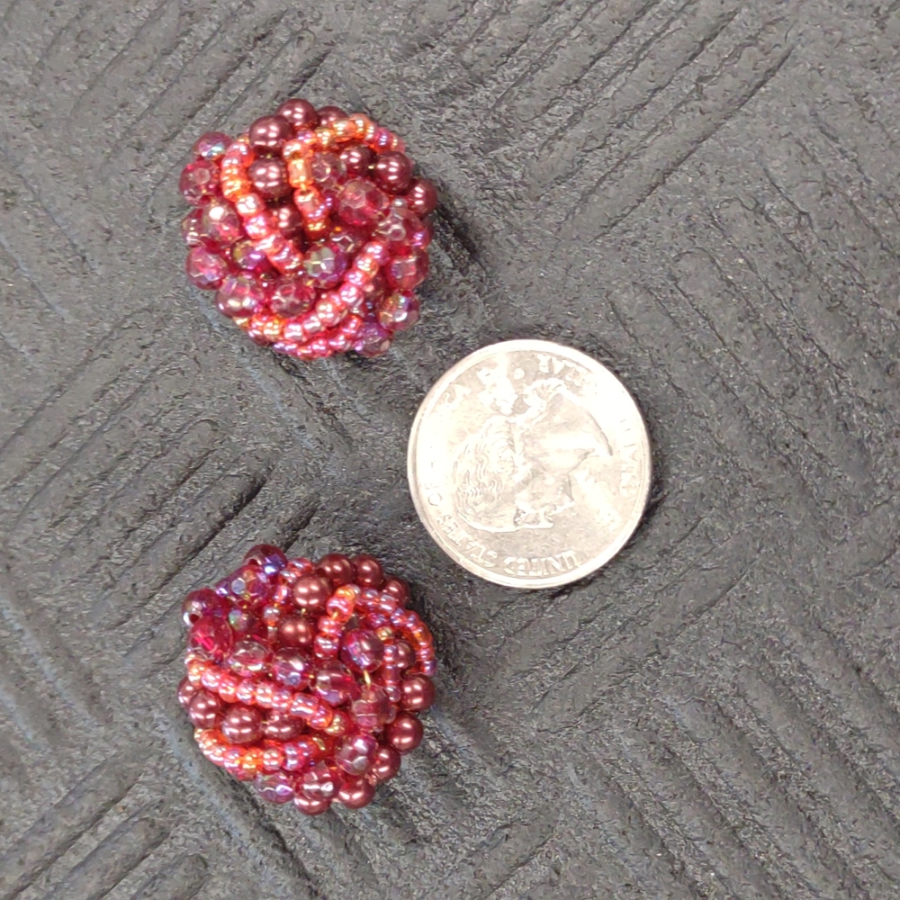 Vintage Raspberry Aurora Borealis Glass Bead Cluster … - Gem